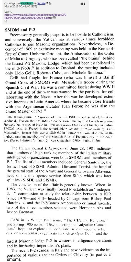 QANON Linked Info On The Vatican, Nazi, CIA, Connections And Ties ...